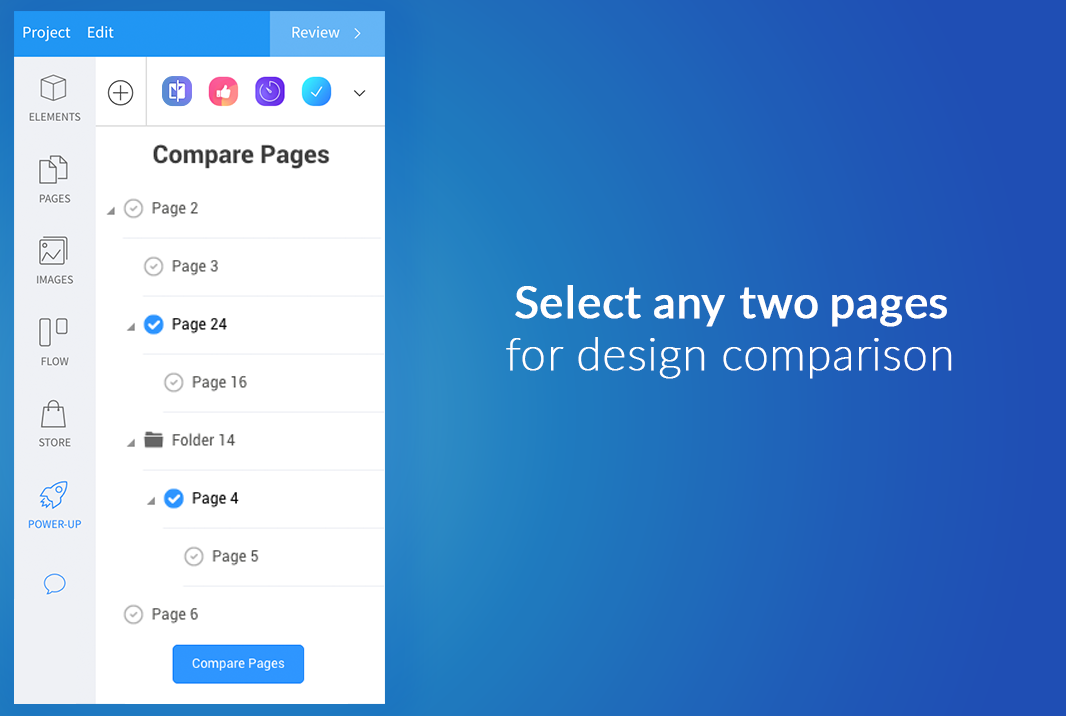 Compare pages - WireframePro addon